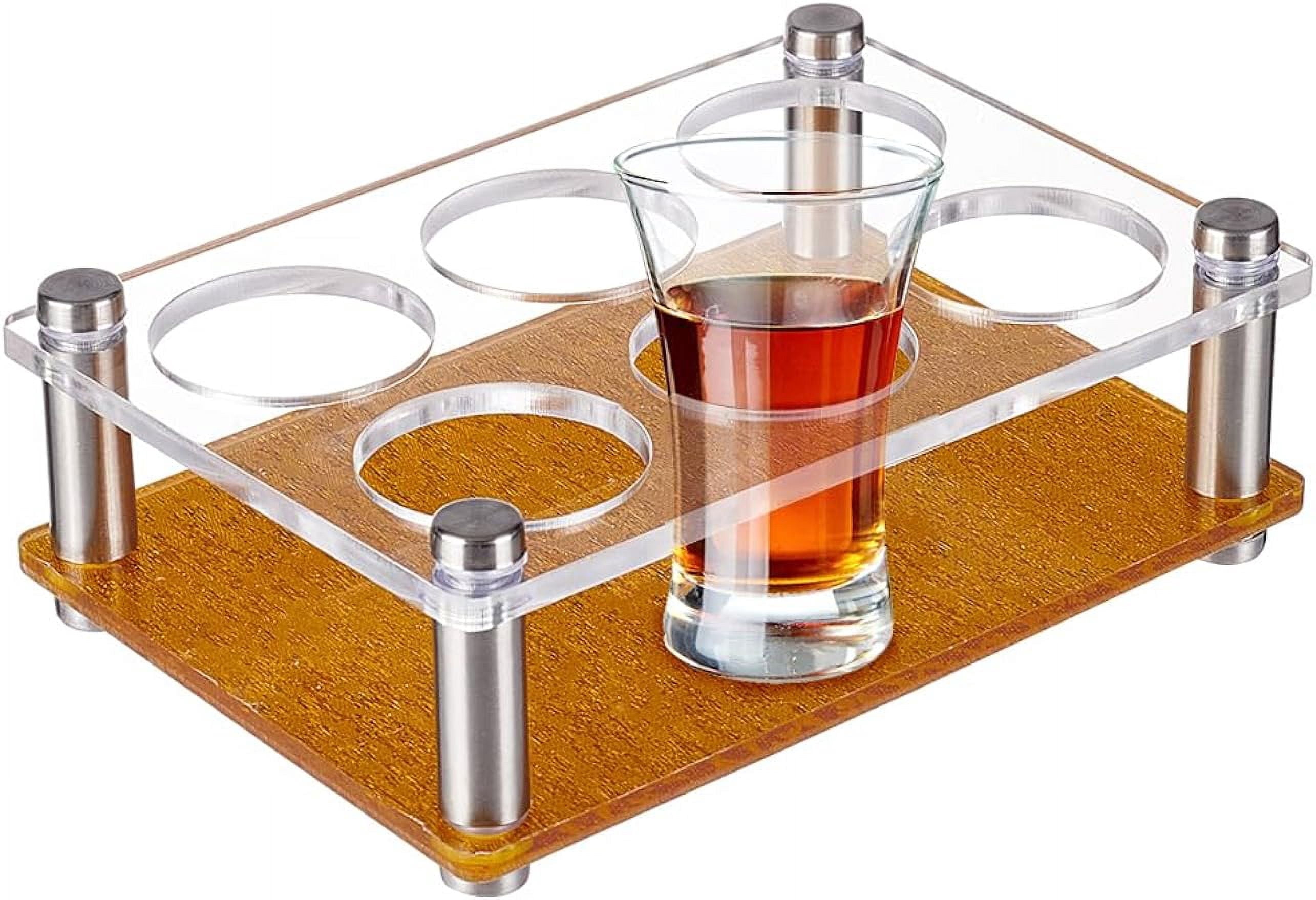 6 Holes Acrylic Shot Glasses Holders 6x4x2inch Golden Wine Shot Glass ...