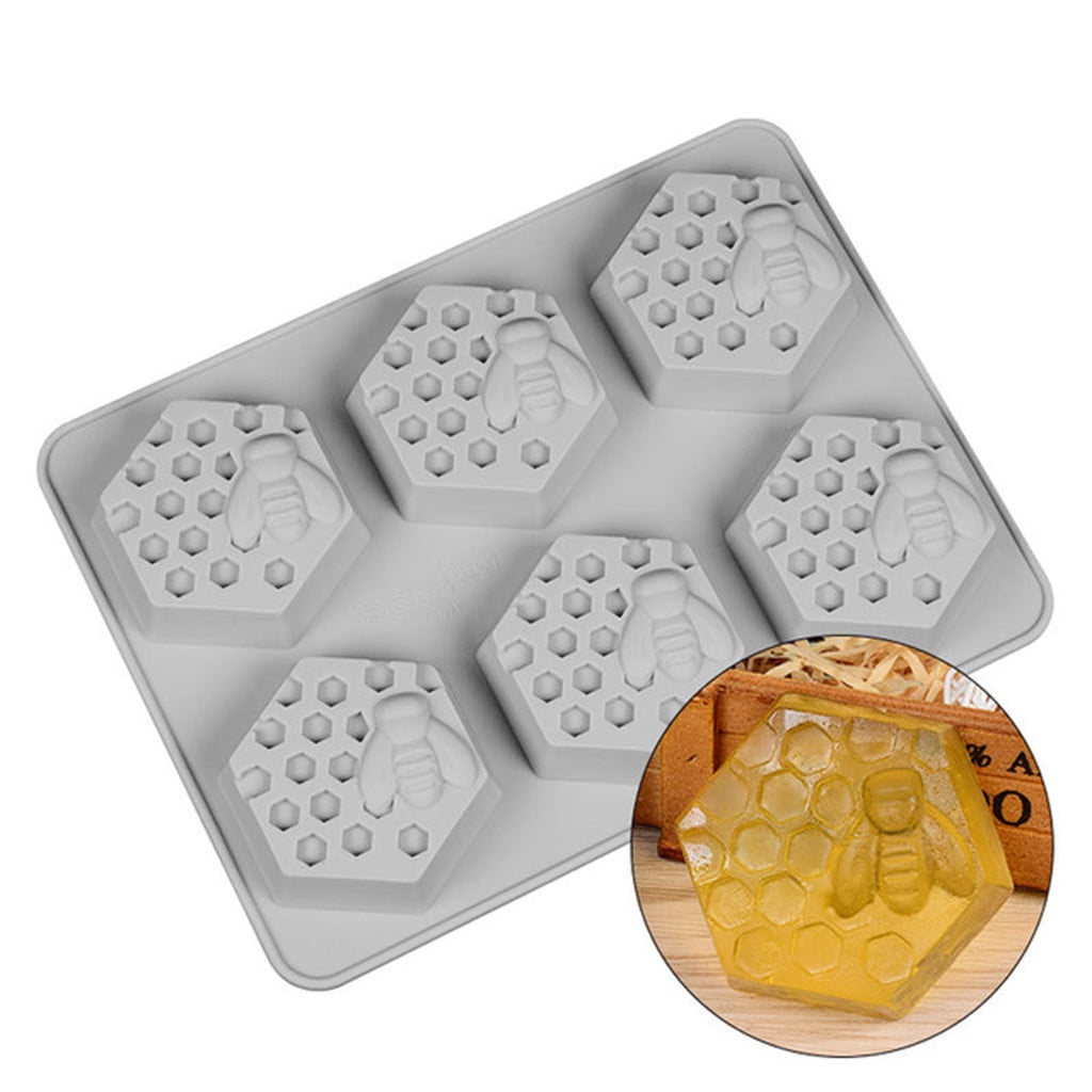 6-Holes Bee Soap Silicone Molds Set, Hexagon Bee Silicone Molds, DIY ...