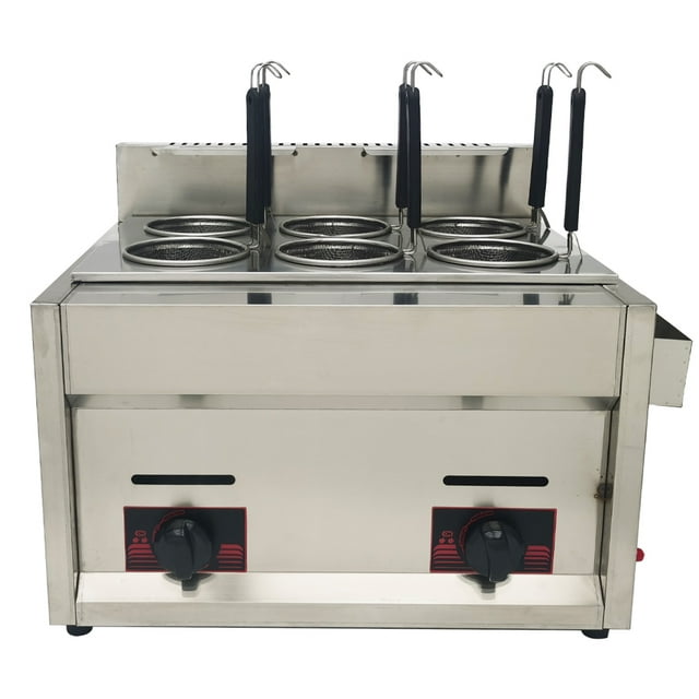 6 Holes LP Gas Pasta Cooking Machine Table Top Noodle Cooker with 0.9mm ...