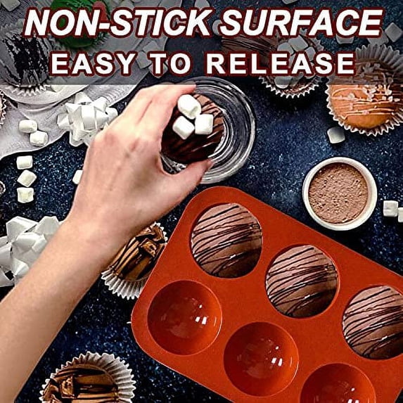 6 Holes Medium Semi Sphere Silicone Molds, 3 Packs Half Sphere Silicone ...