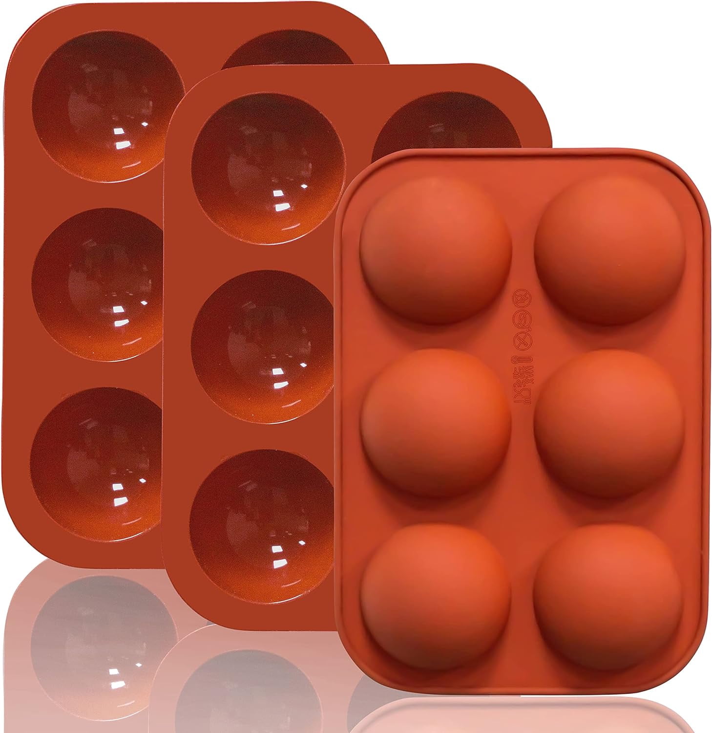 6 Holes Medium Semi Sphere Silicone Molds, Half Sphere Silicone Baking ...