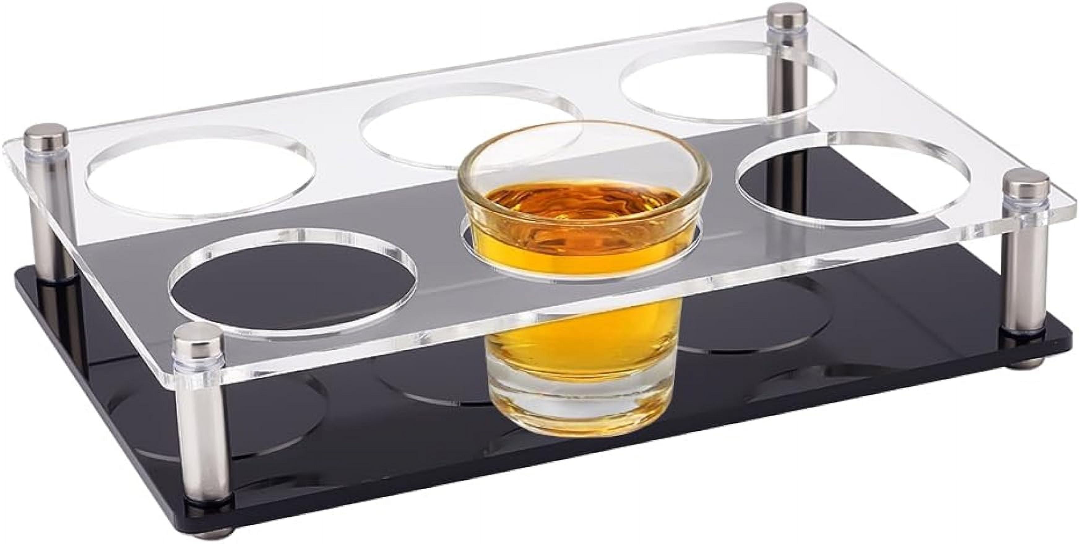 6 Holes Shot Glass Holder Acrylic Shot Glasses Serving Tray 2.4" Round ...