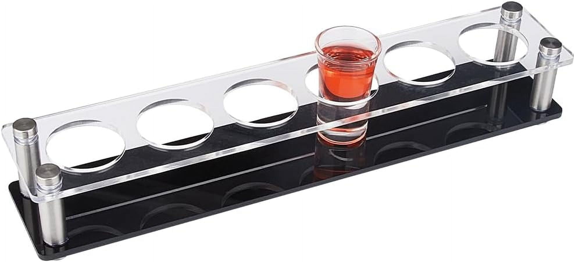 6 Holes Shot Glass Holder Acrylic Tasting Serving Tray Rack Clear ...