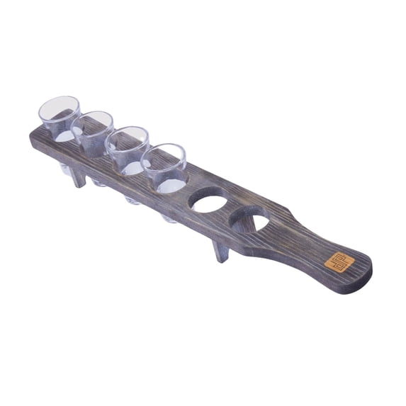 6 Holes Wooden Stand for Tequila Shot Glasses Presentation Tray Large ...
