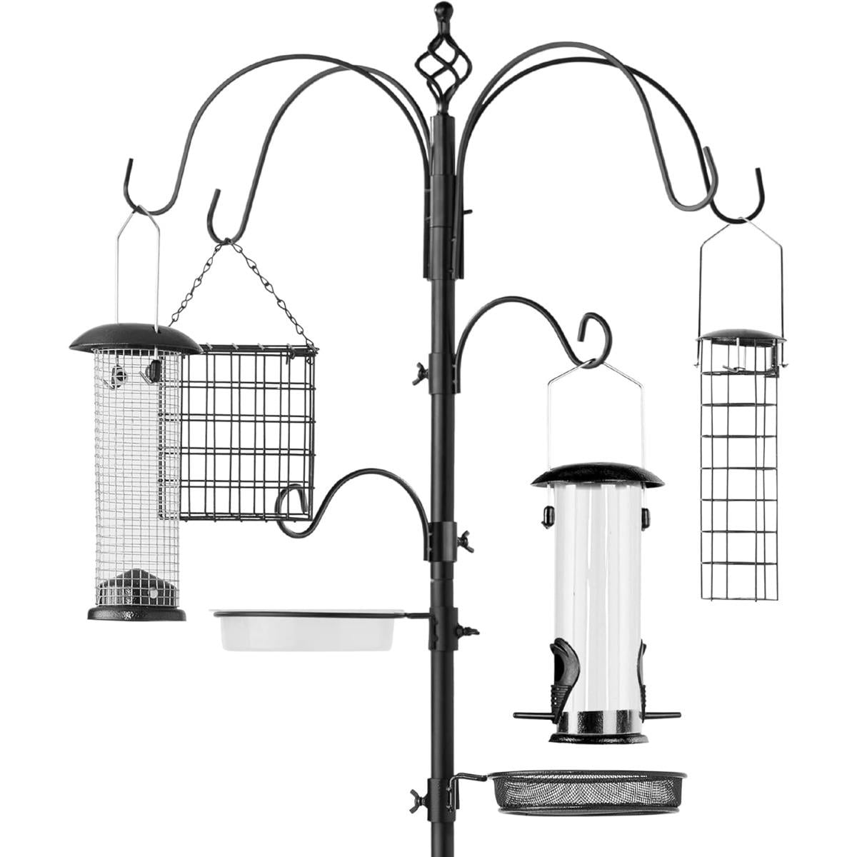 6-Hook Bird Feeding Station, Steel Multi-Feeder Kit Stand for ...