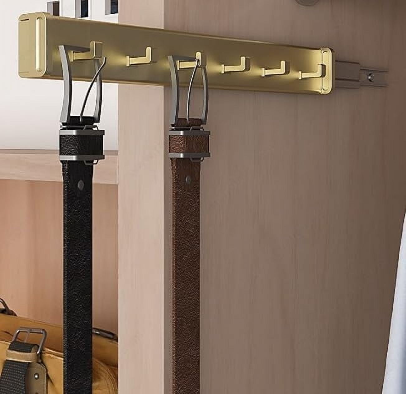 6-Hook Designer Wardrobe Reversible 13.75" Length Closet Belt Rack with ...