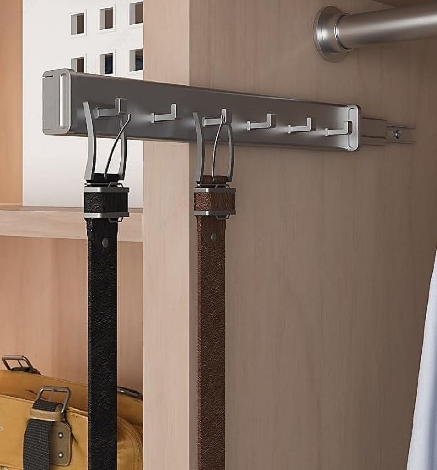 6-Hook Designer Wardrobe Reversible 13.75" Length Closet Belt Rack with ...