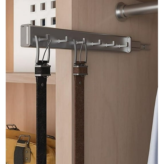 6-Hook Designer Wardrobe Reversible 13.75" Length Closet Belt Rack with ...