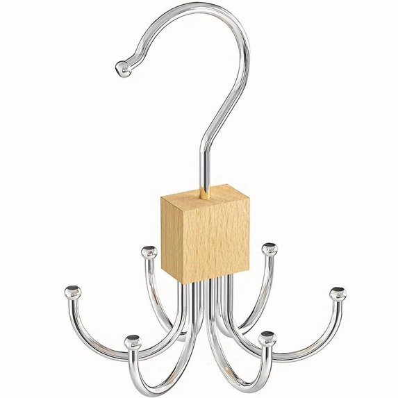 6-Hook Rotating Organizer Hanger - Heavy-Duty Polished Metal, 360 ...