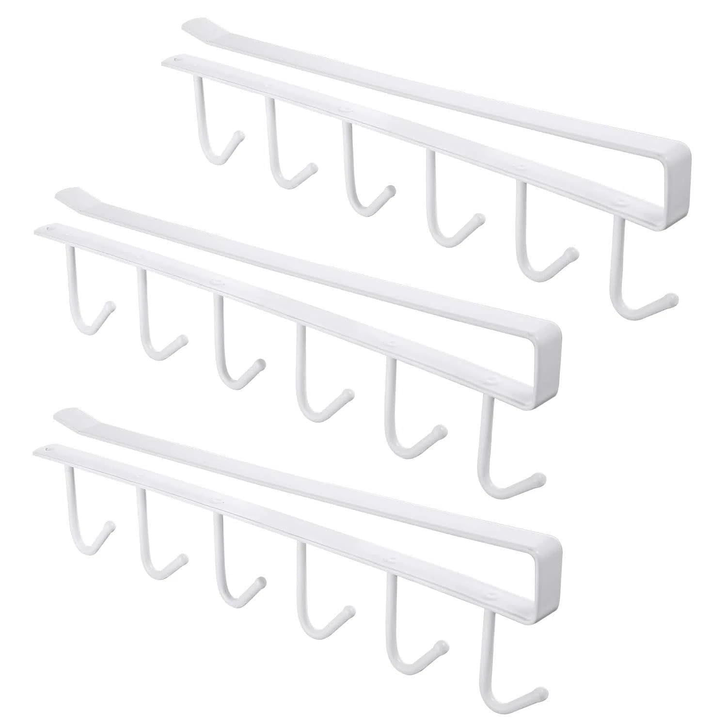 6 Hooks Cup Holder Mug Hooks Under Cabinet Kitchen Cabinet Under Shelf ...