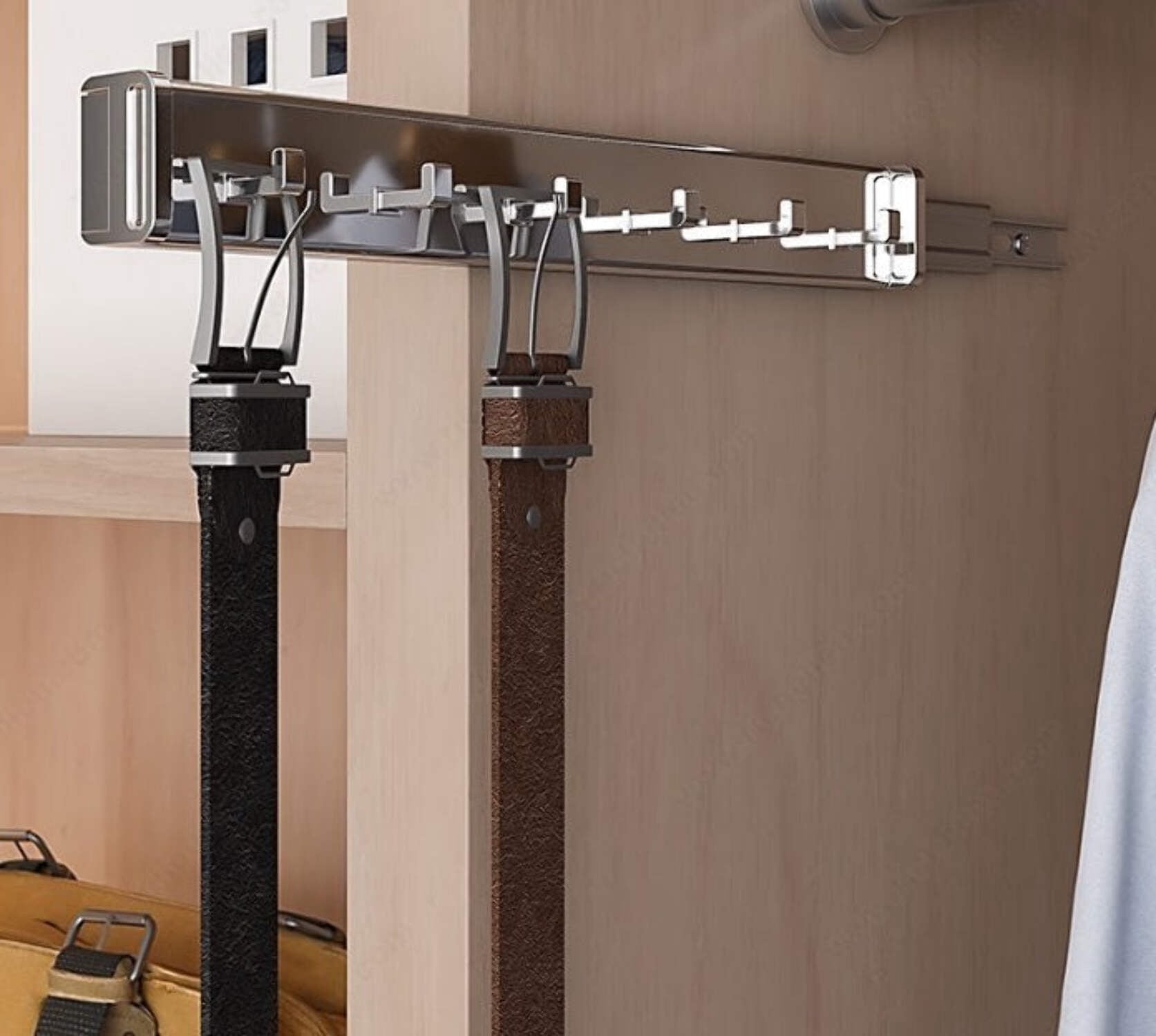 6-Hooks Designer Wardrobe Reversible Closet Belt Rack with Pullout ...