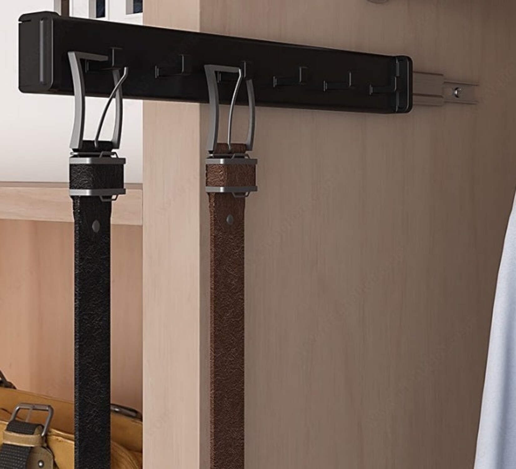 6-Hooks Designer Wardrobe Reversible Closet Belt Rack with Pullout ...