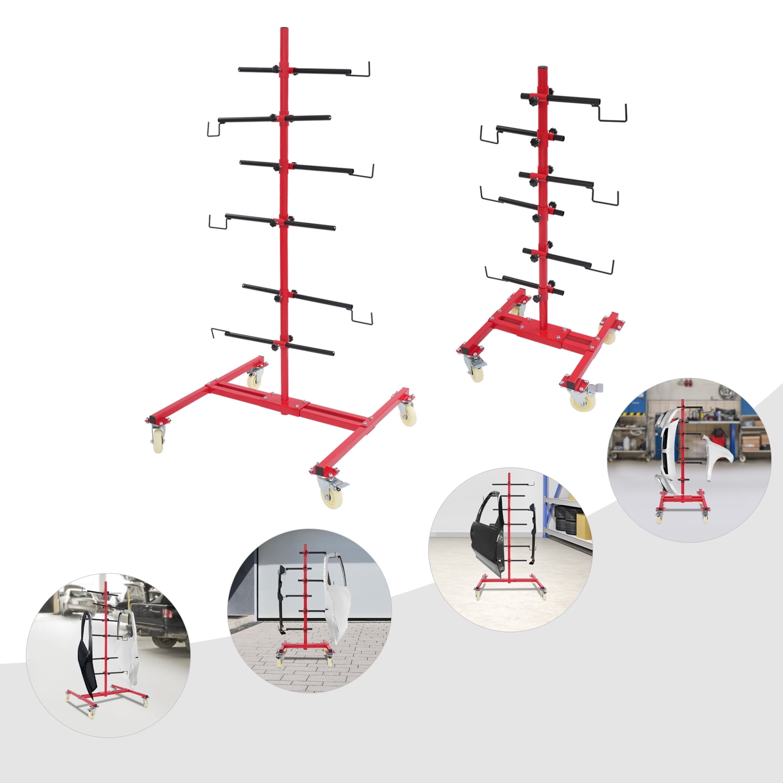 6 Hooks Red+Black Panel Paint Stand Q235 Steel Assembly Panel Tree ...