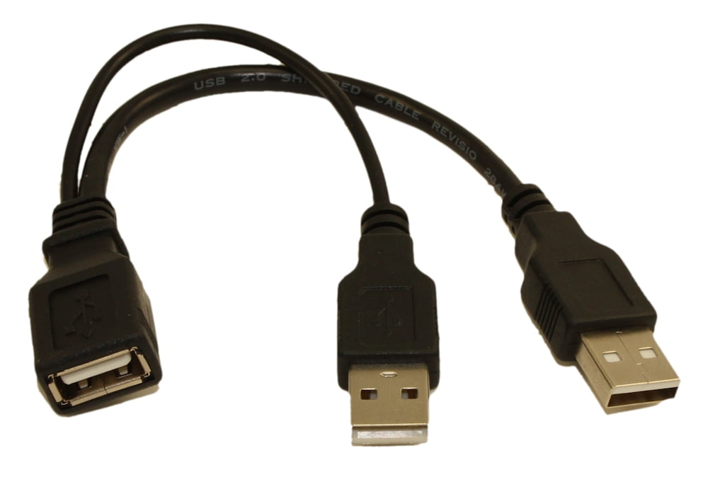 6 INCH USB 2.0 Female to Dual Male (1 Power, 1 Data/Pwr) Y Extension ...