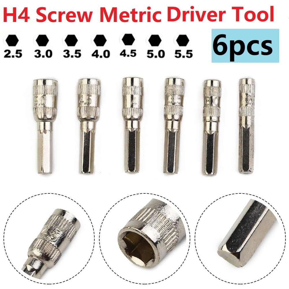 6 In 1 6 Points Hex Shank Socket 2.5/3/3.5/4/4.5/5mm H4 Nut Driver Hand ...