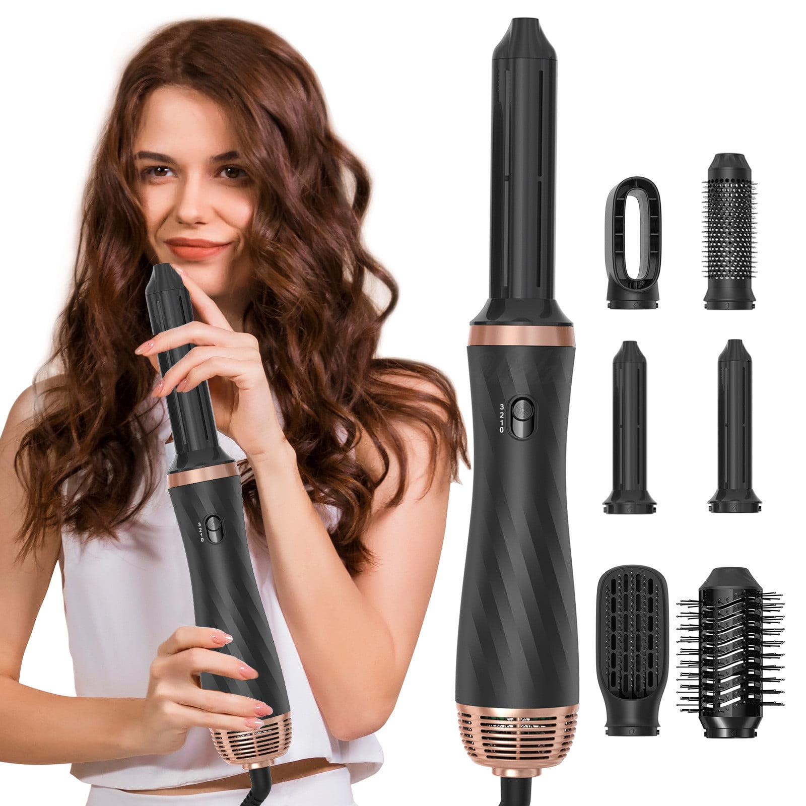6 In 1 Airstyler Set Blow Dryer Brush Curling Wand Fast Drying Hair ...