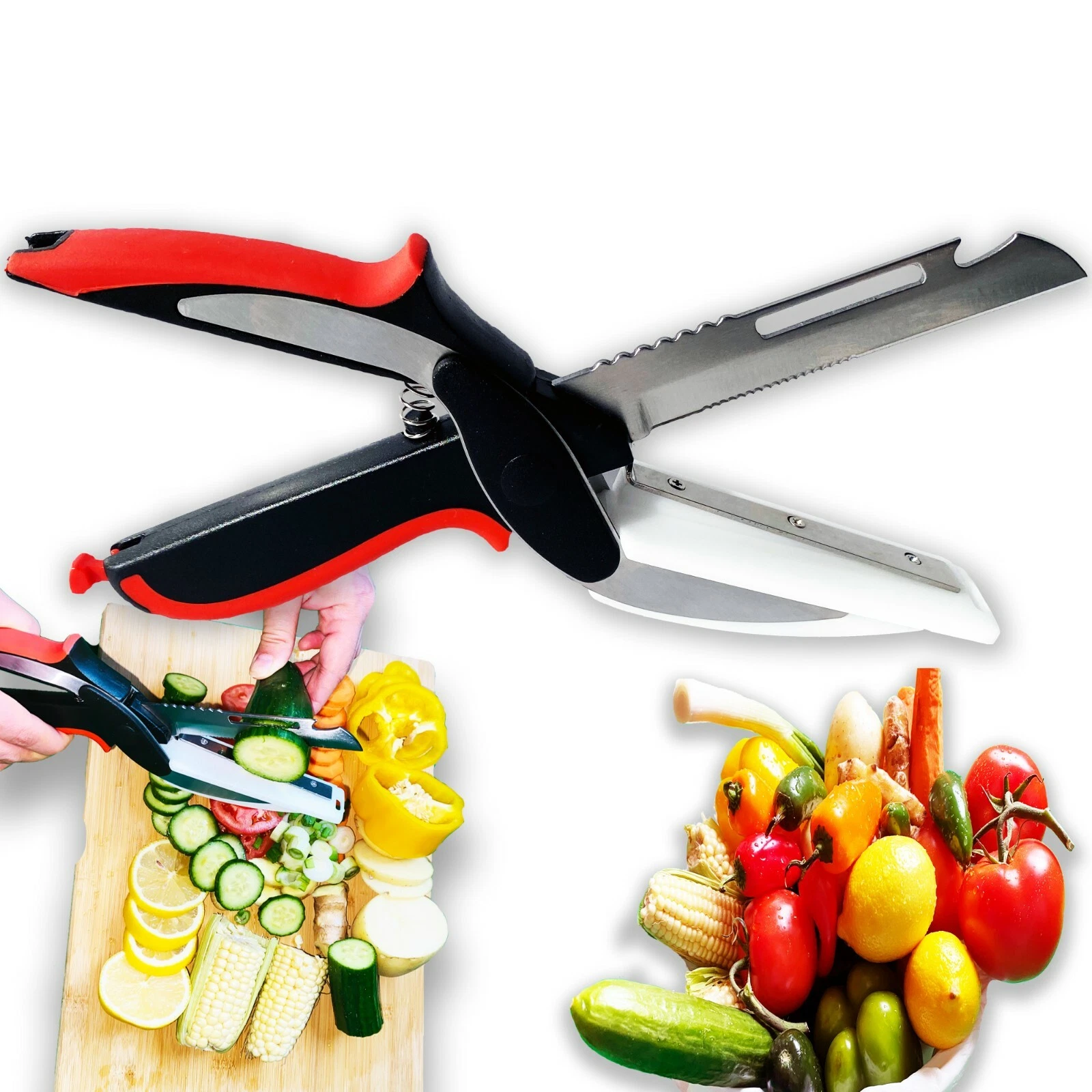 6 In 1 Clever Cutter With Built-In Cutting Board, Food Vegetables ...