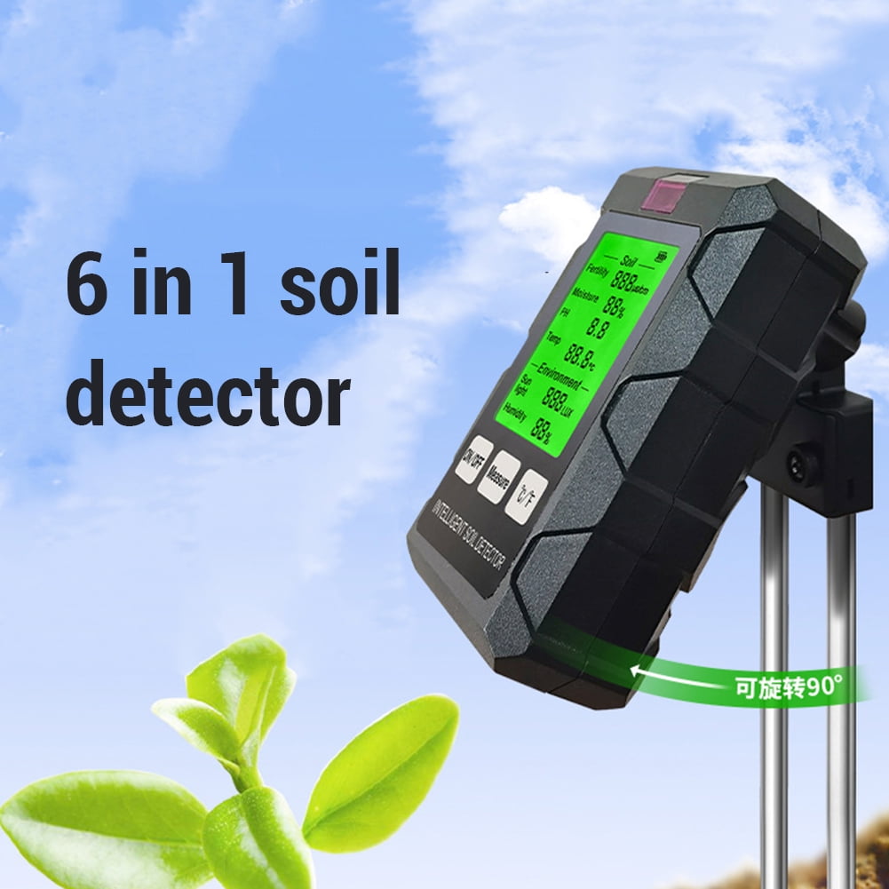 6 In 1 Digital Soil PH Meter, Soil Temp Sunlight Intensity Air Humidity ...