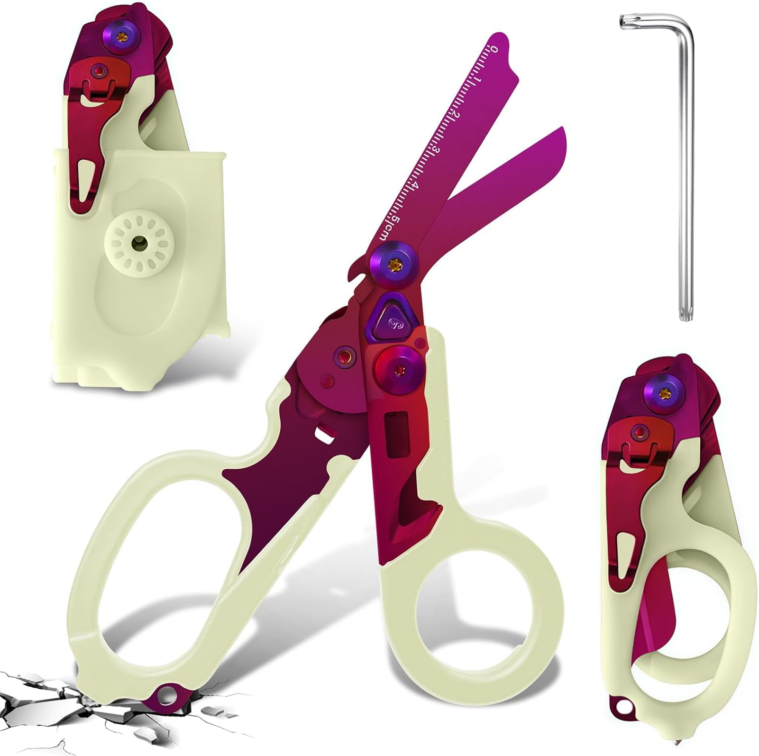 6 In 1 Emergency Shears, Stainless Steel Foldable Trauma Shears with ...