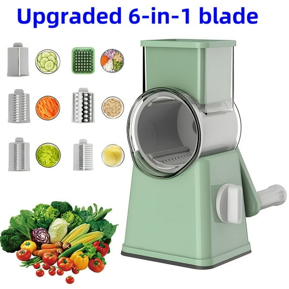 6-In-1 Manual Rotary Cheese & Vegetable Grater - 6 Stainless Steel ...