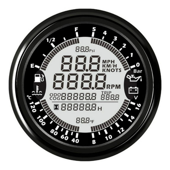 6 In 1 Multi-functional Gauge Meter Car Boat 85mm GPS Speedometer ...