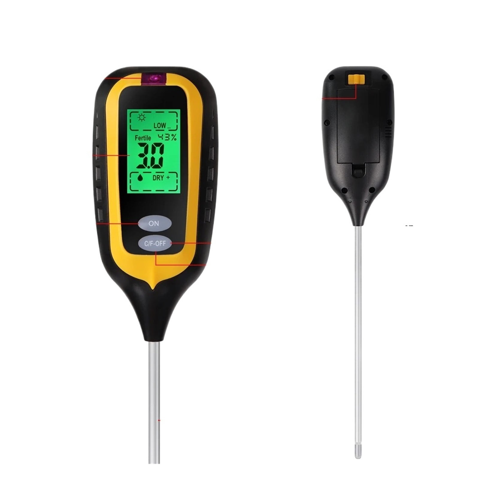 6 In 1 Soil PH Meter Fertility Soil Moisture Sunlight Ambient Humidity ...