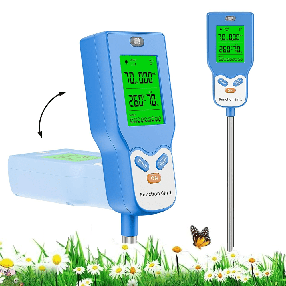 6-In-1 Soil Tester,Soil Test Kit,Digital Ph Meter/Soil Moisture ...