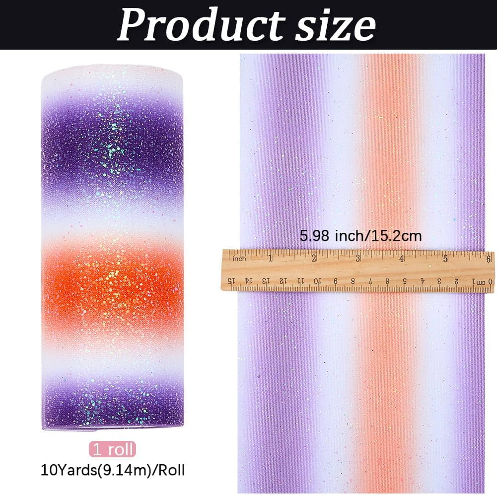 6 Inch 10 Yards Colored Glitter Tulle Rolls Colorful Gradient Netting ...