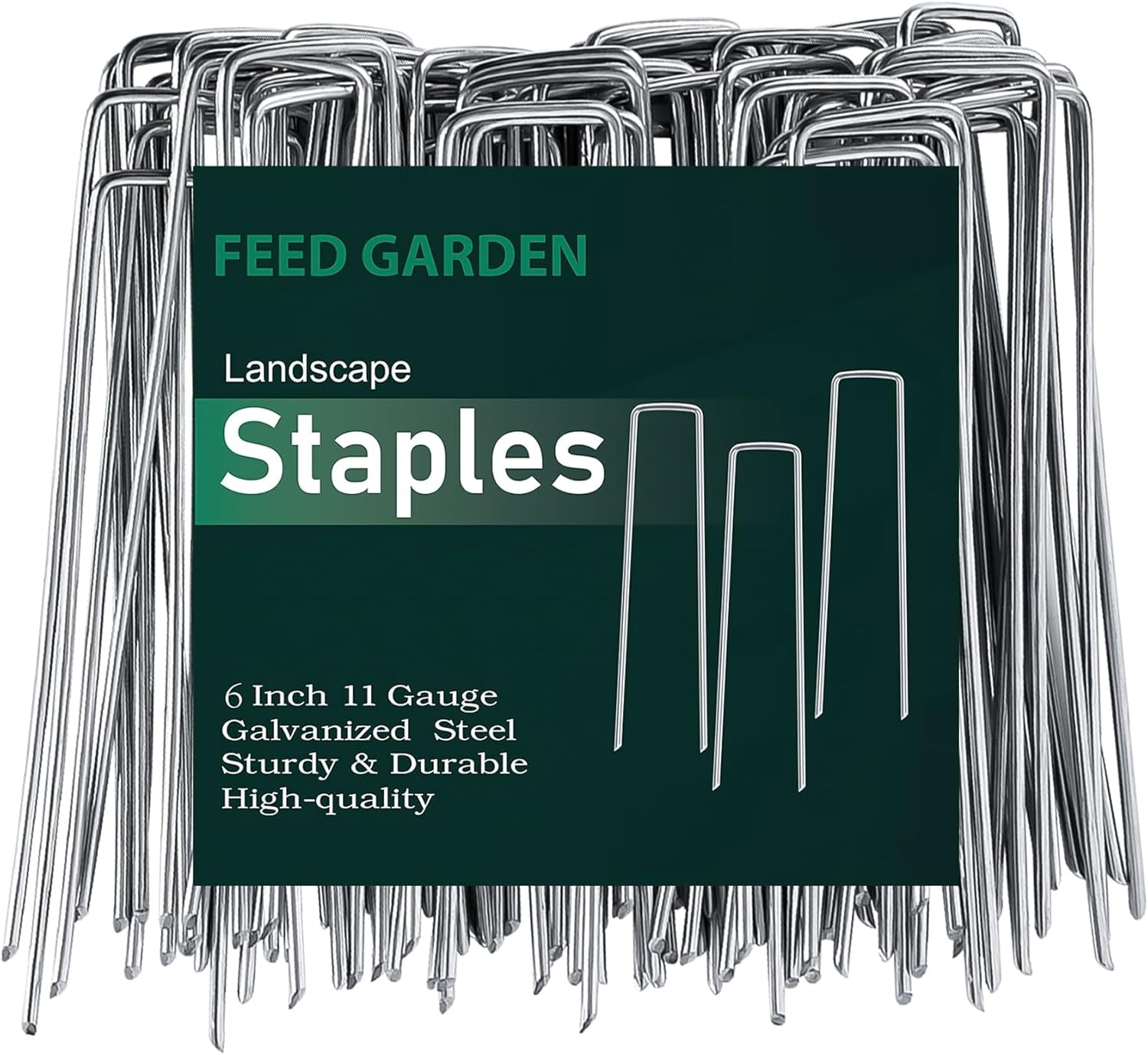 6 Inch 1000 Pack Galvanized Landscape Staples 11 Gauge Anti-Rust Garden ...