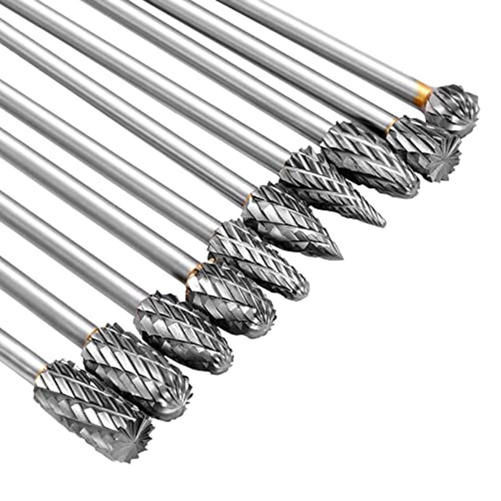 6-Inch 10PCS Carbide Burr Set, Double Cut Tungsten 3mm (1/8Inch ...