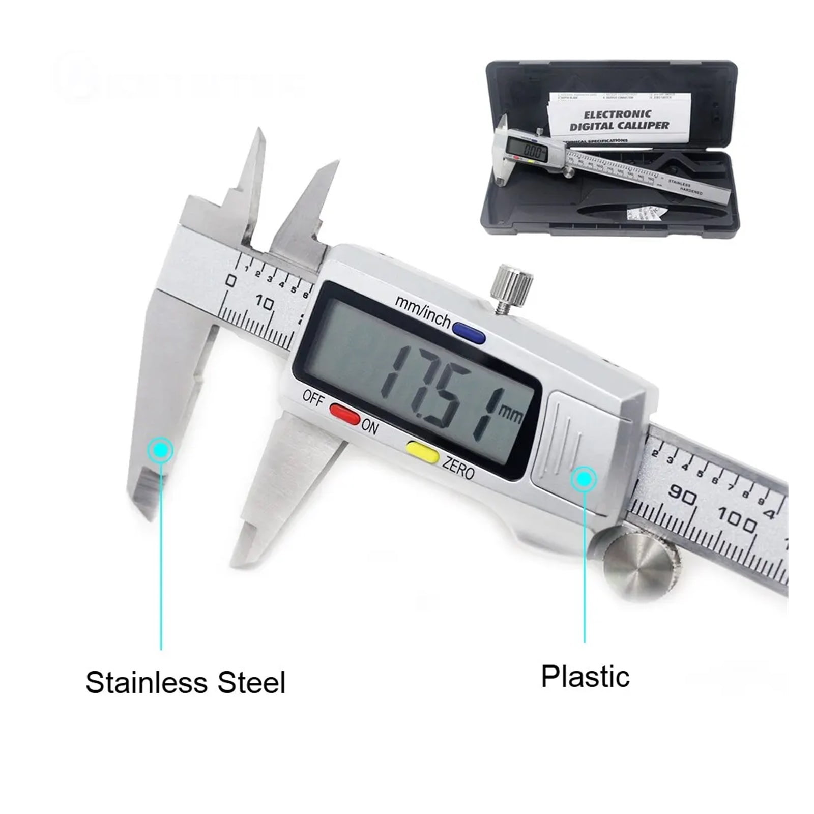 6 Inch 150mm Digital Vernier Caliper Stainless Steel Micrometer ...