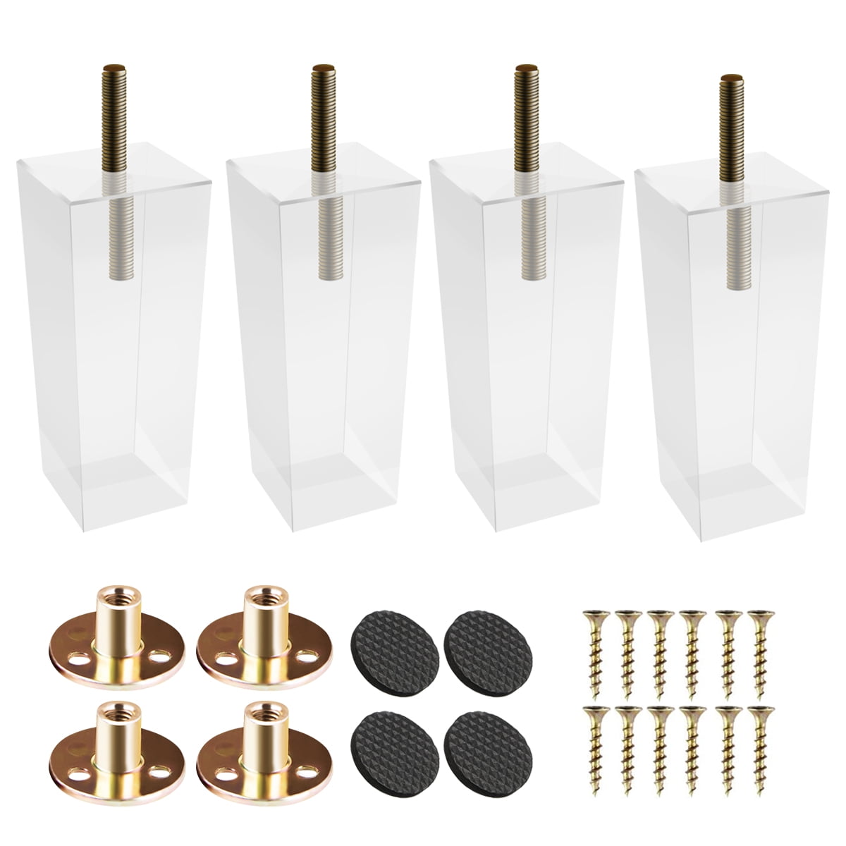 6 Inch / 15cm Acrylic Furniture Legs, Btowin VCF 4Pcs Pyramid Clear ...