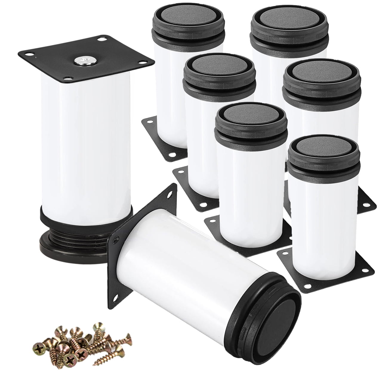 6 Inch / 15cm Metal Furniture Legs, Btowin VCF 8Pcs Round Adjustable ...