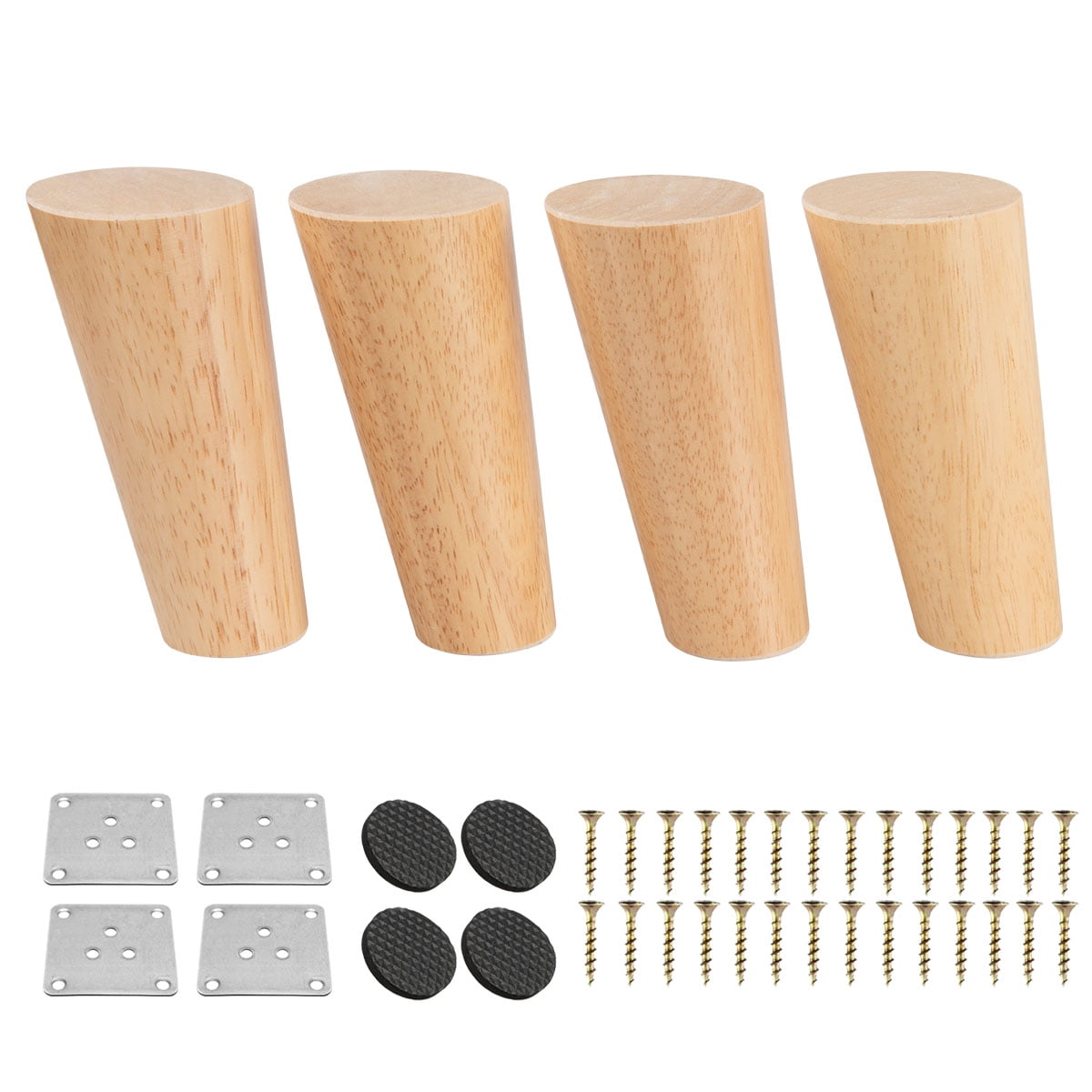 6 Inch / 15cm Solid Wood Round Furniture Legs, Btowin VCF 4Pcs Mid ...