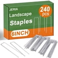 6 Inch 240 Pack U-Shaped Galvanized Garden Stakes, 11 Gauge Landscape ...