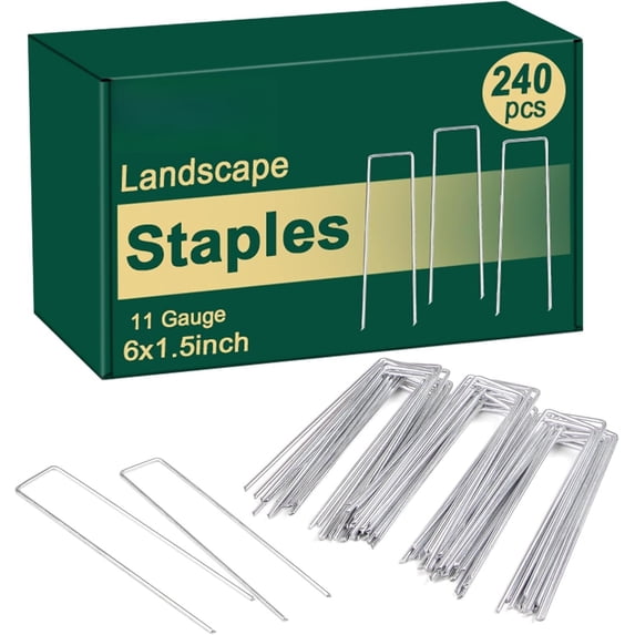 6 Inch 240 Pack U-Shaped Galvanized Garden Stakes, 11 Gauge Landscape ...