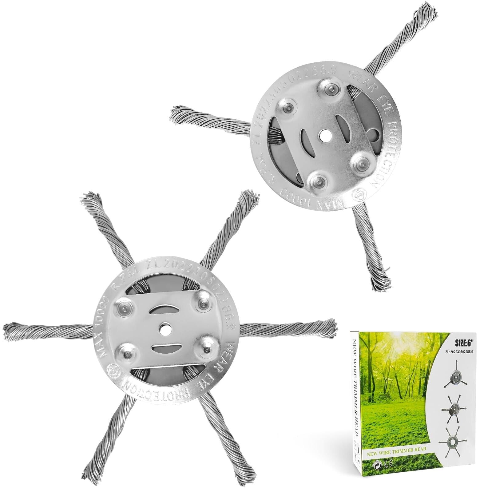 6 Inch 3/6 Steel Wire Brush Cutter Trimmer Head for Cordless String ...