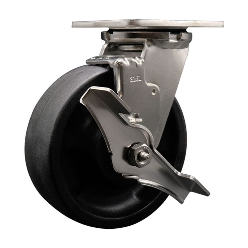 6 Inch 316SS Glass Filled Nylon Swivel Caster with Delrin Bearing and ...