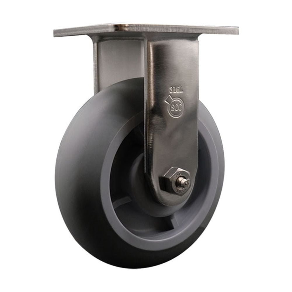 6 Inch 316SS Thermo Rubber Donut Tread Wheel Rigid Caster with Roller ...