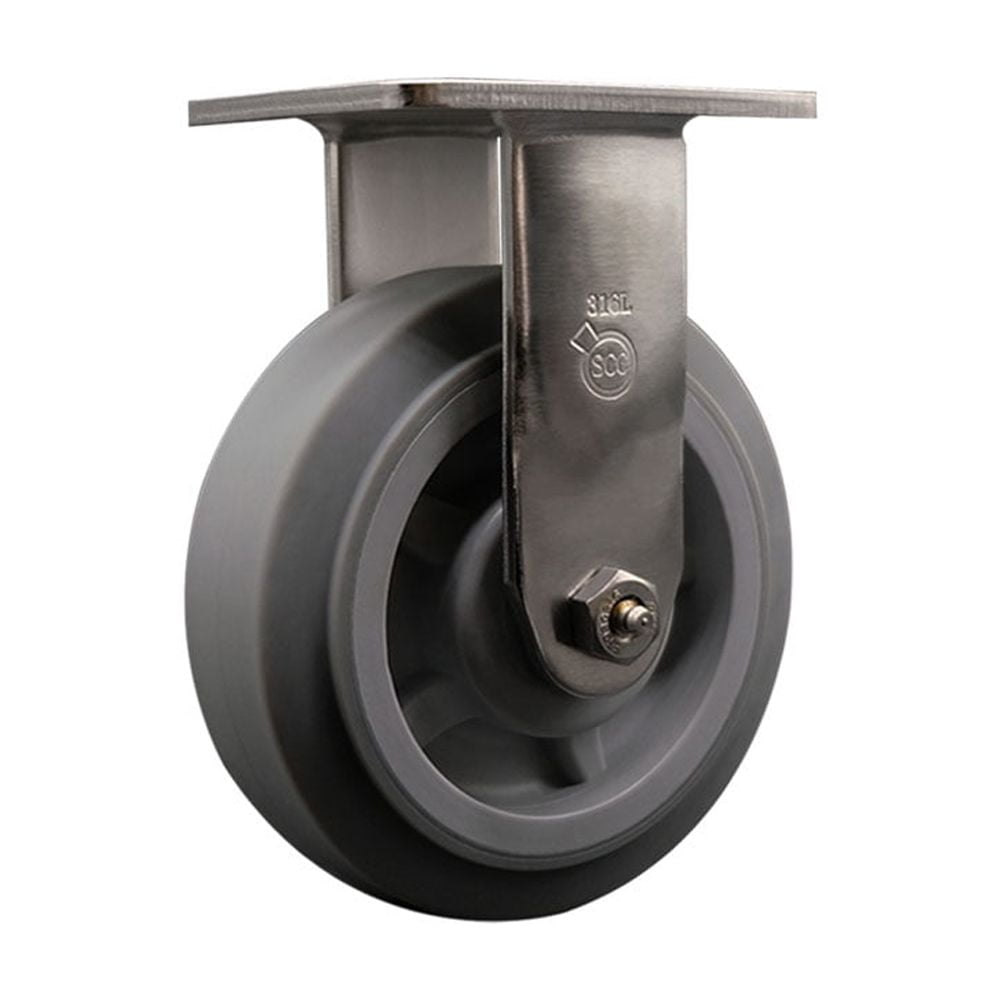 6 Inch 316SS Thermo Rubber Flat Tread Wheel Rigid Caster with Ball ...