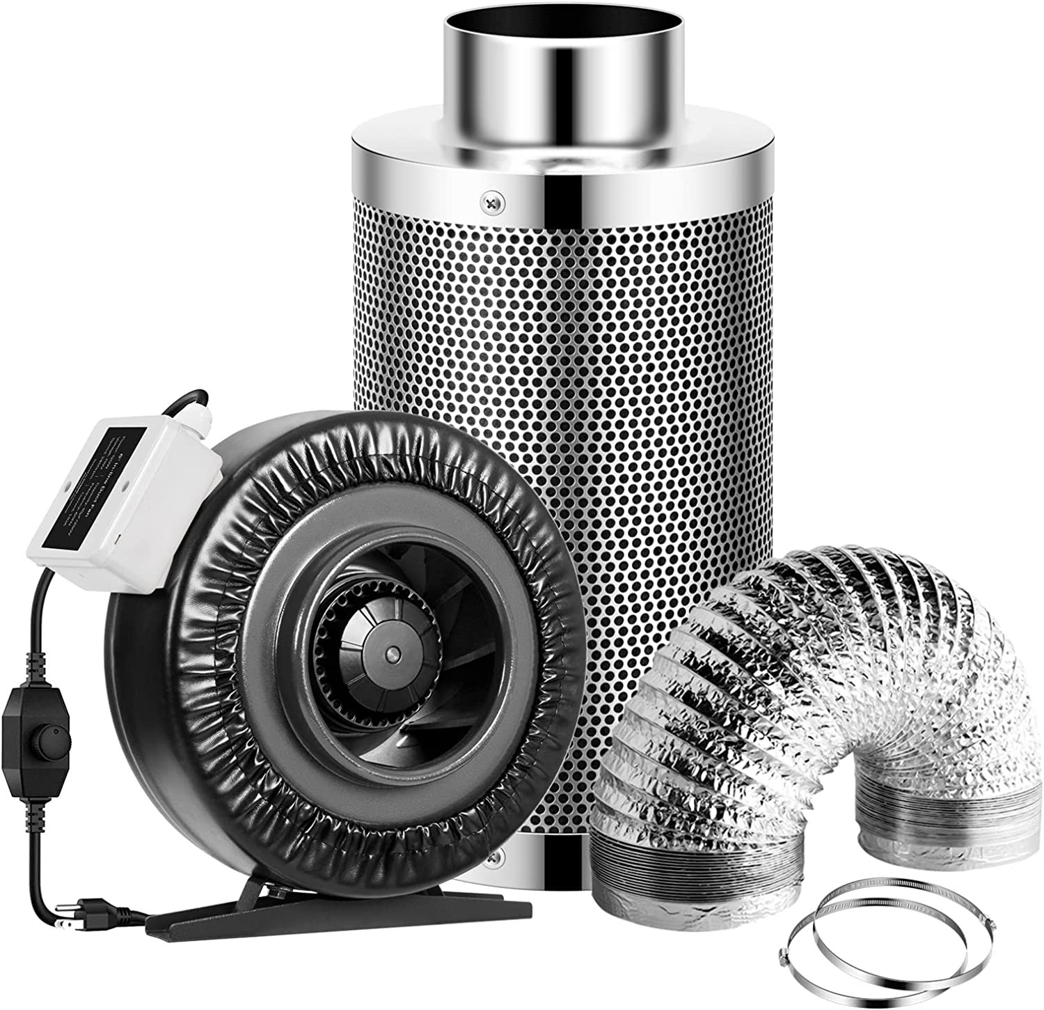6 Inch 440 CFM Inline Fan With Speed Controller 6 Inch Carbon Filter 6-inch-440-cfm-inline-fan-with-speed-controller-6-inch-carbon-filter
