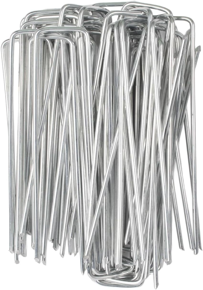 6 Inch 50 Pcs Galvanized Landscape Staples 11 Gauge Garden Stakes Sod ...
