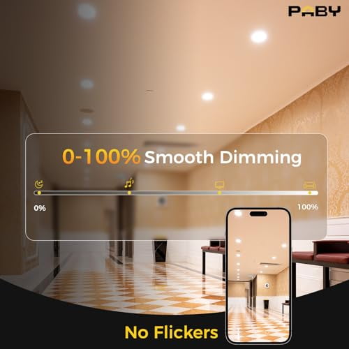 6 Inch 5CCT LED Recessed Ceiling Light with Junction Box, Triac(Phase ...