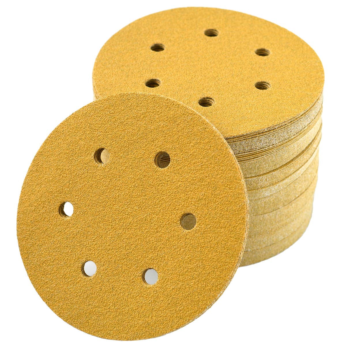 6-Inch 6-Hole Hook and Loop Sanding Discs 80-Grit, Random Orbital ...