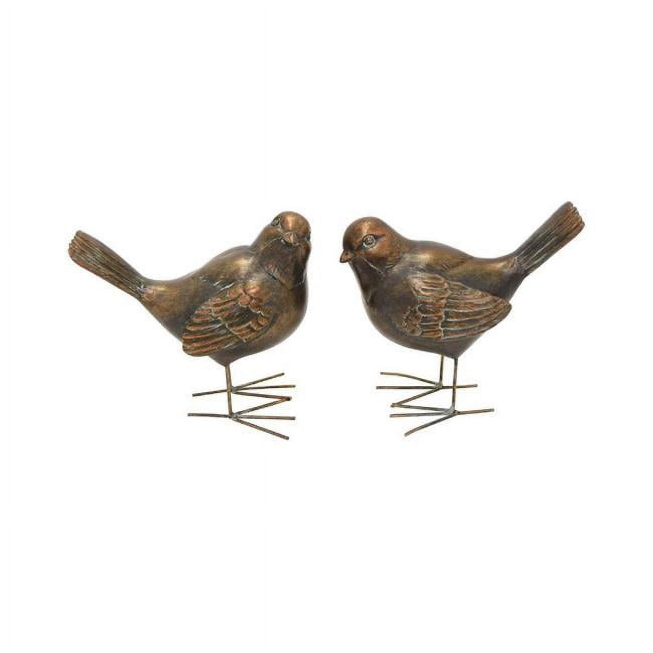 6 Inch Accent Bird Figurine Set of 2, Rustic Bronze Resin, Standing ...