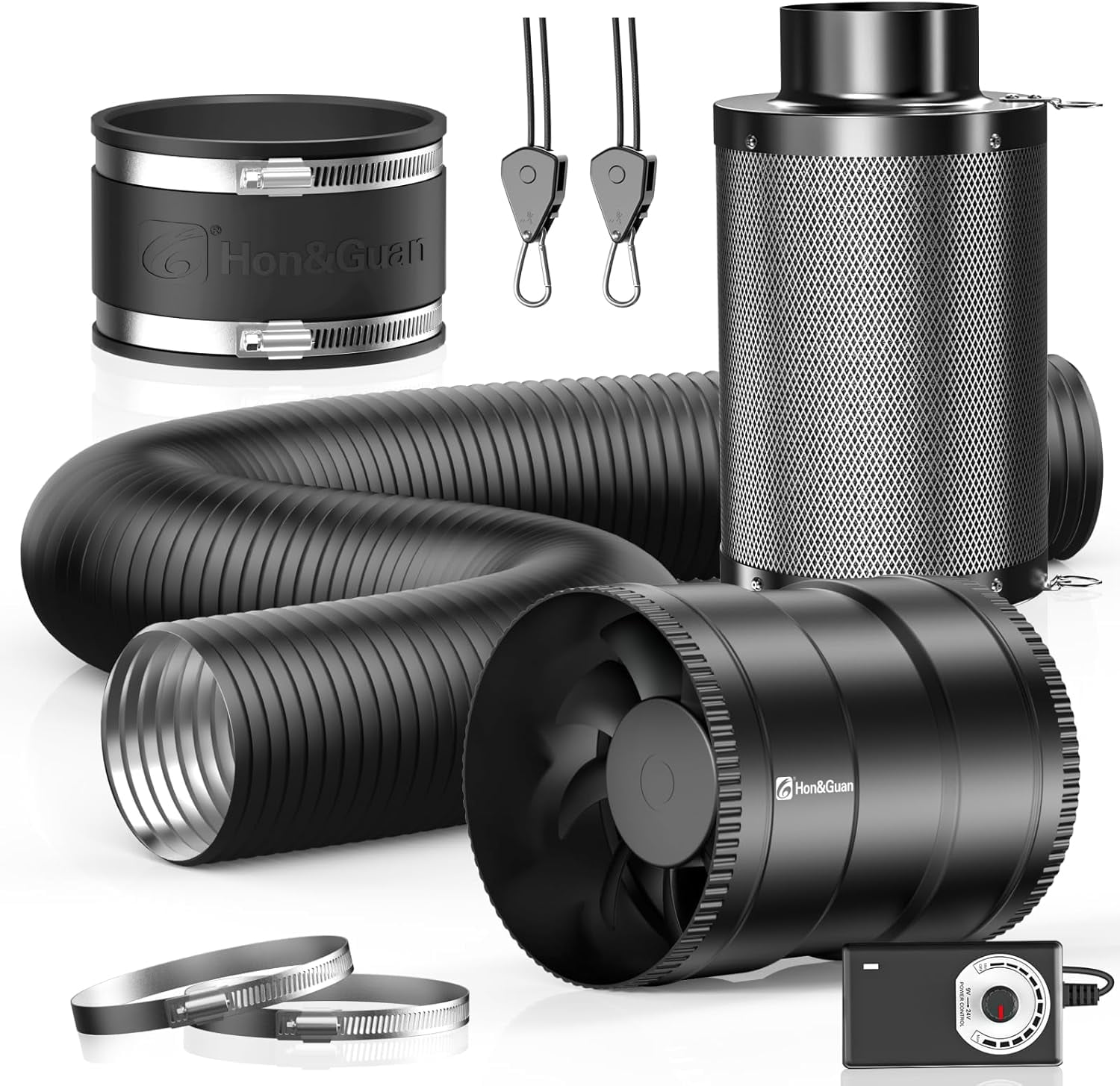 6 Inch Air Filtration Kit: 6" Inline Duct Fan with Speed Controller, 12 ...
