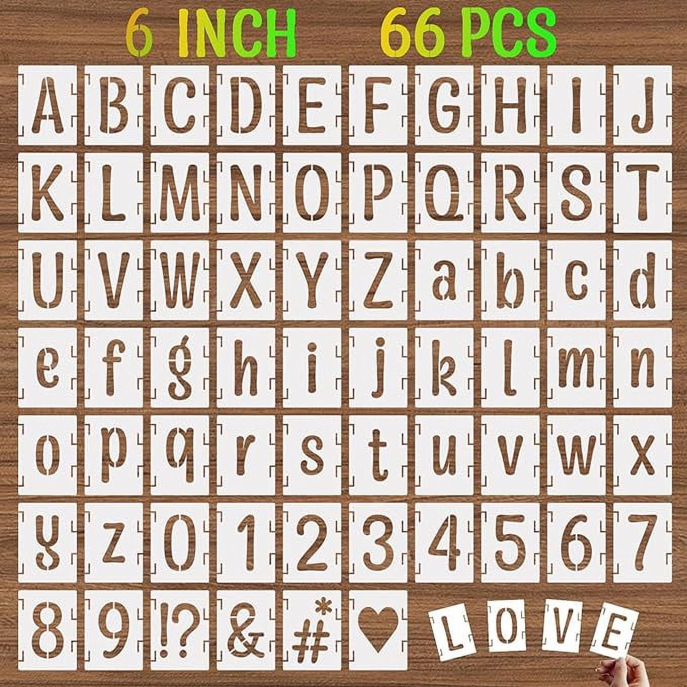 6 Inch Alphabet Letter Stencils, 66 Pcs Reusable Plastic Letter Number ...