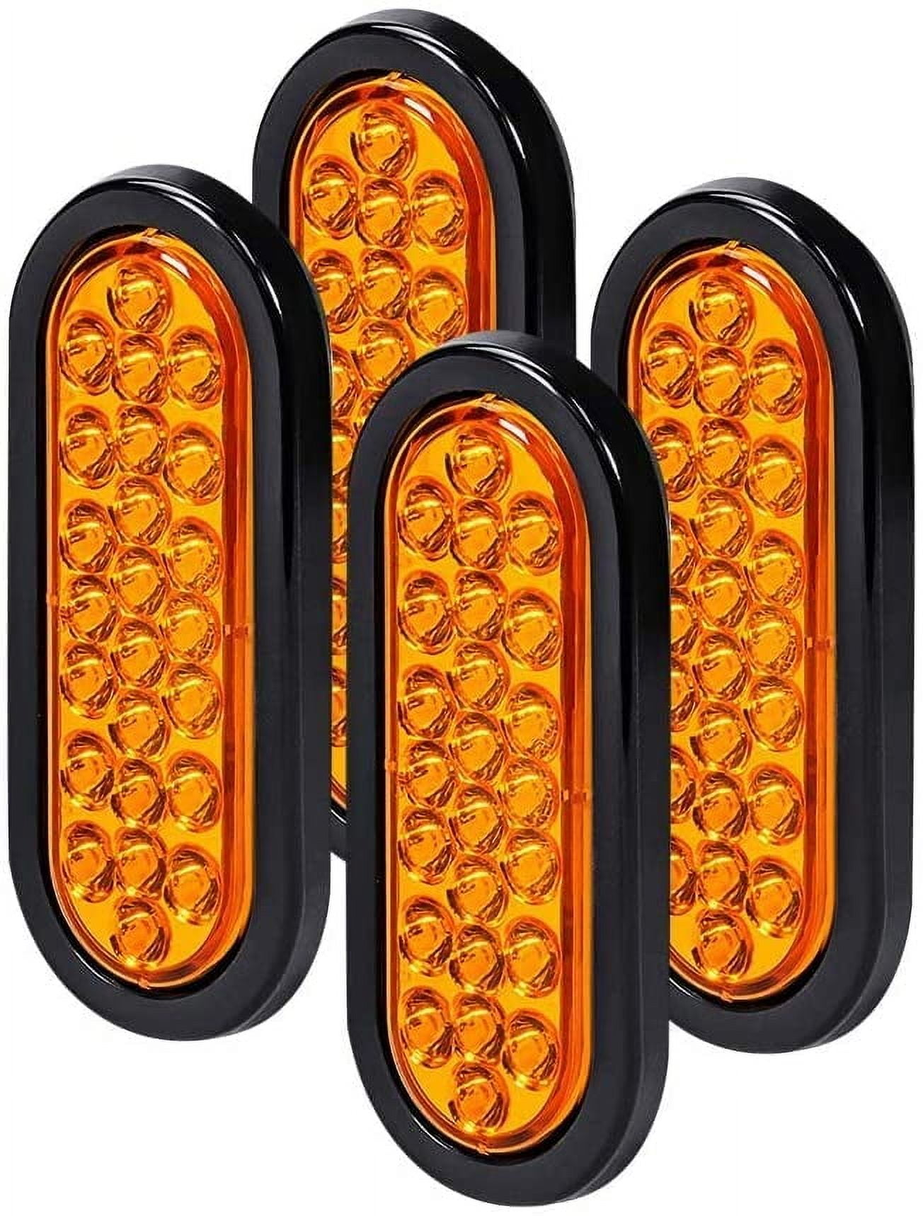 6" Inch Amber 24 LED Trailer Warning Tail Light - Oval Truck Strobe ...