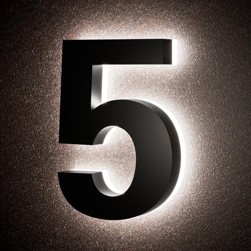 6 Inch Backlit House Numbers for Outside, Stainless Steel, LED ...