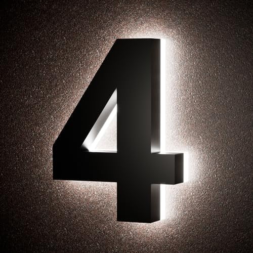 6 Inch Backlit House Numbers for Outside, Stainless Steel, LED ...